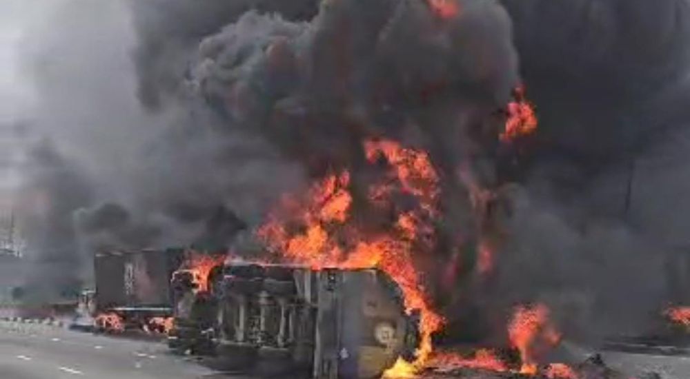 Petrol-Laden Tanker Overturns, Catches Fire In Lagos – The Whistler ...